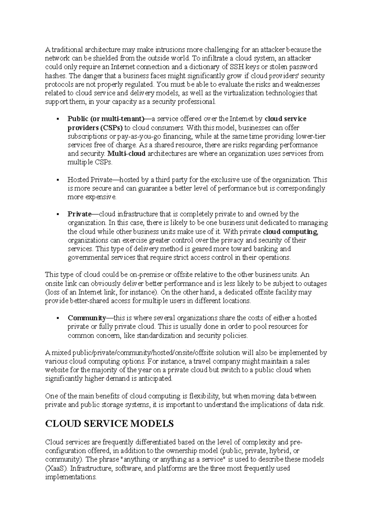 Secure Cloud Services & Virtualization Models Overview - Studocu