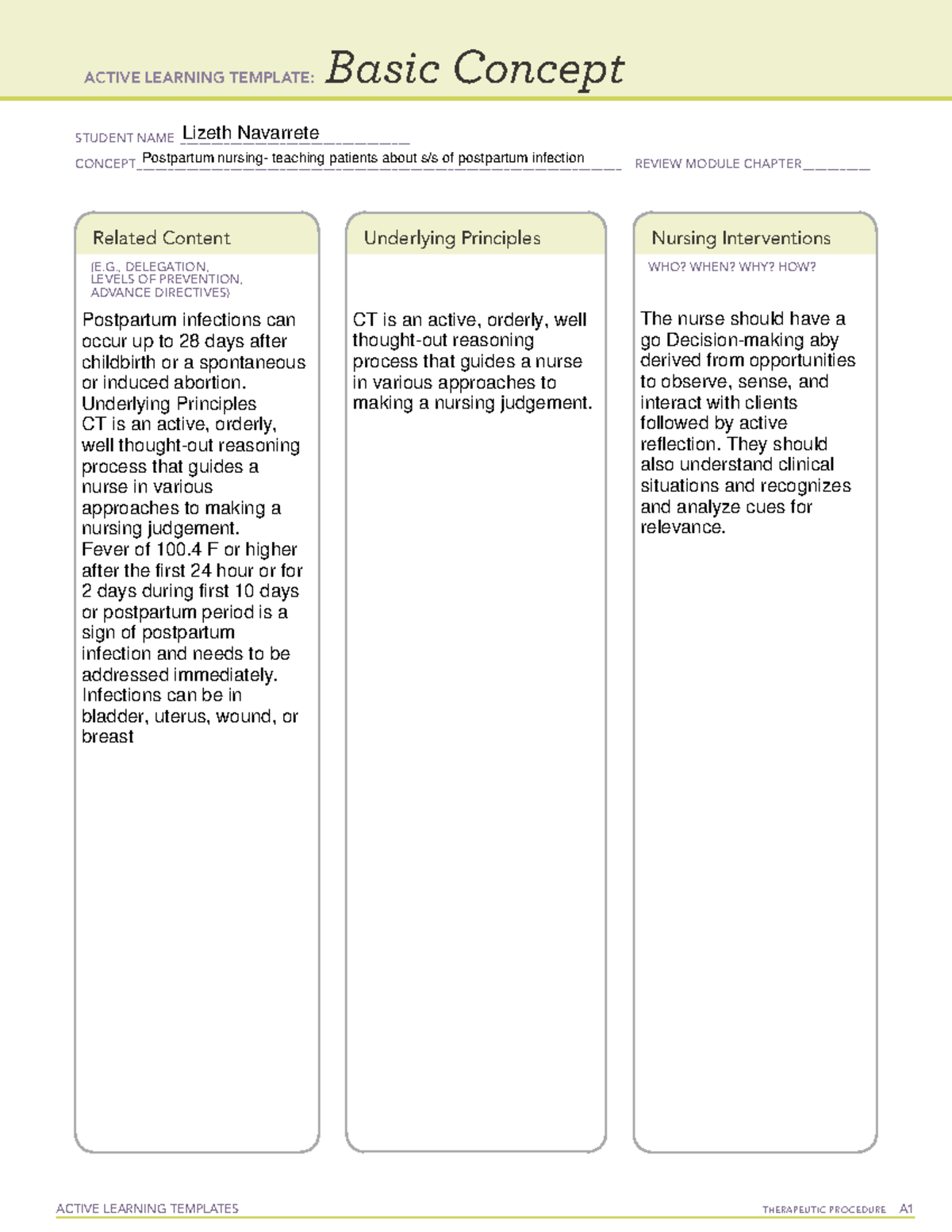 ACTIVE LEARNING TEMPLATE: Postpartum Infection Concepts for Nursing ...