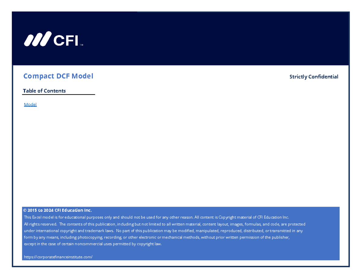 DCF Valuation Model (2015-2024) - CFI Education Inc. - Studocu