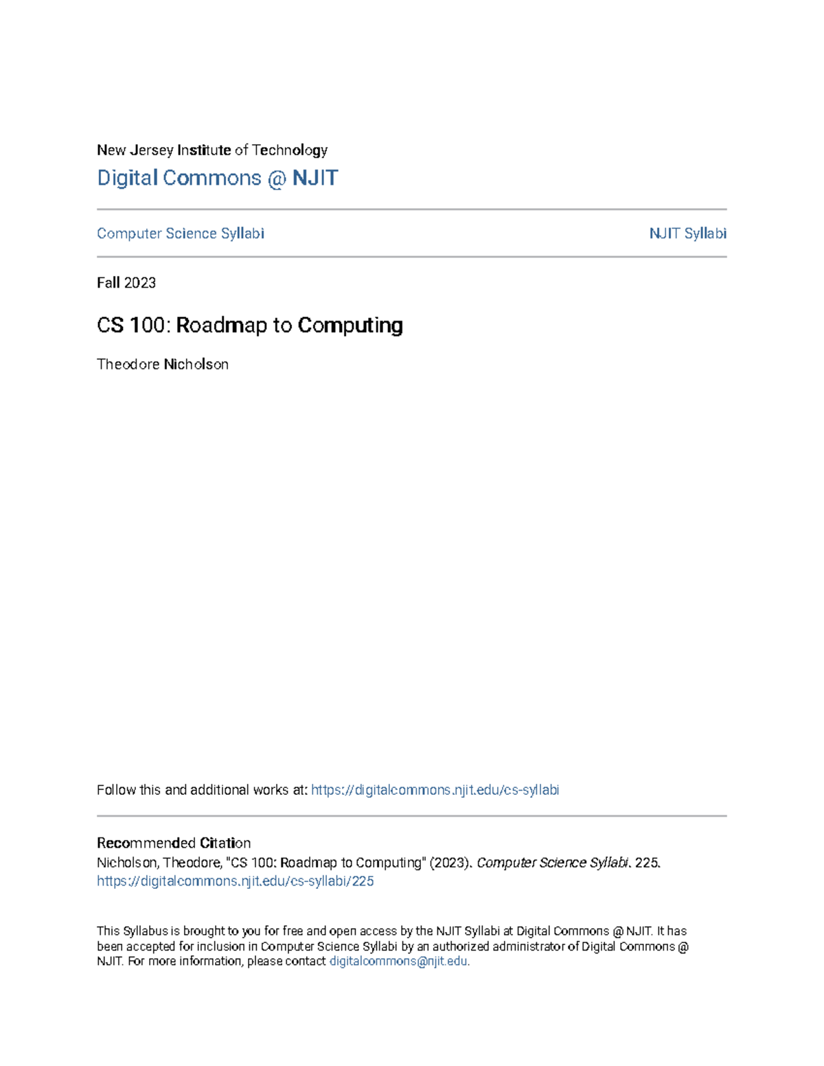CS 100 Fall 2023 Syllabus: Roadmap to Computing Overview - Studocu