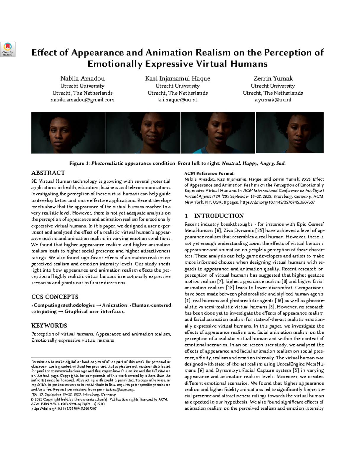Amidou et al 2023 realistic virtual human - Effect of Appearance and ...