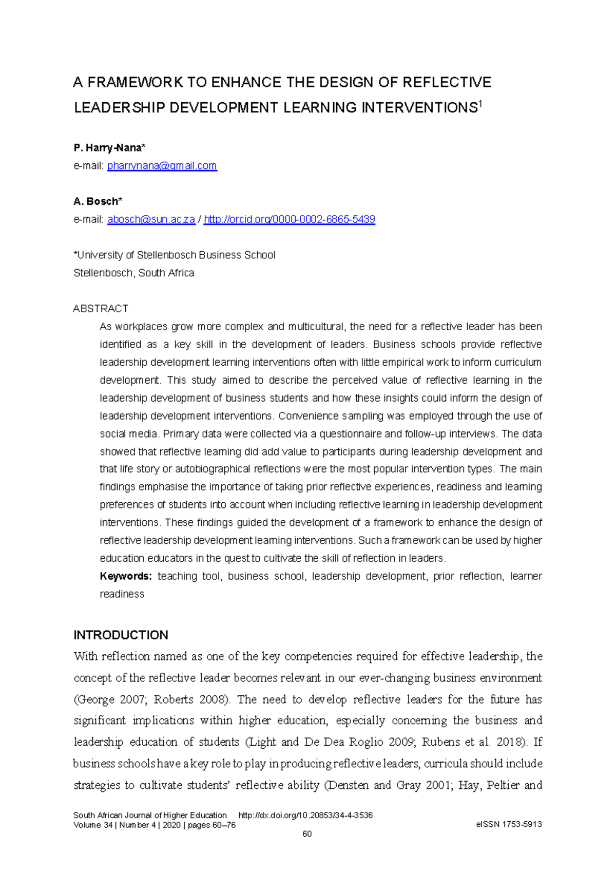 Enhancing Leadership Development: A Framework for Reflective Learning ...