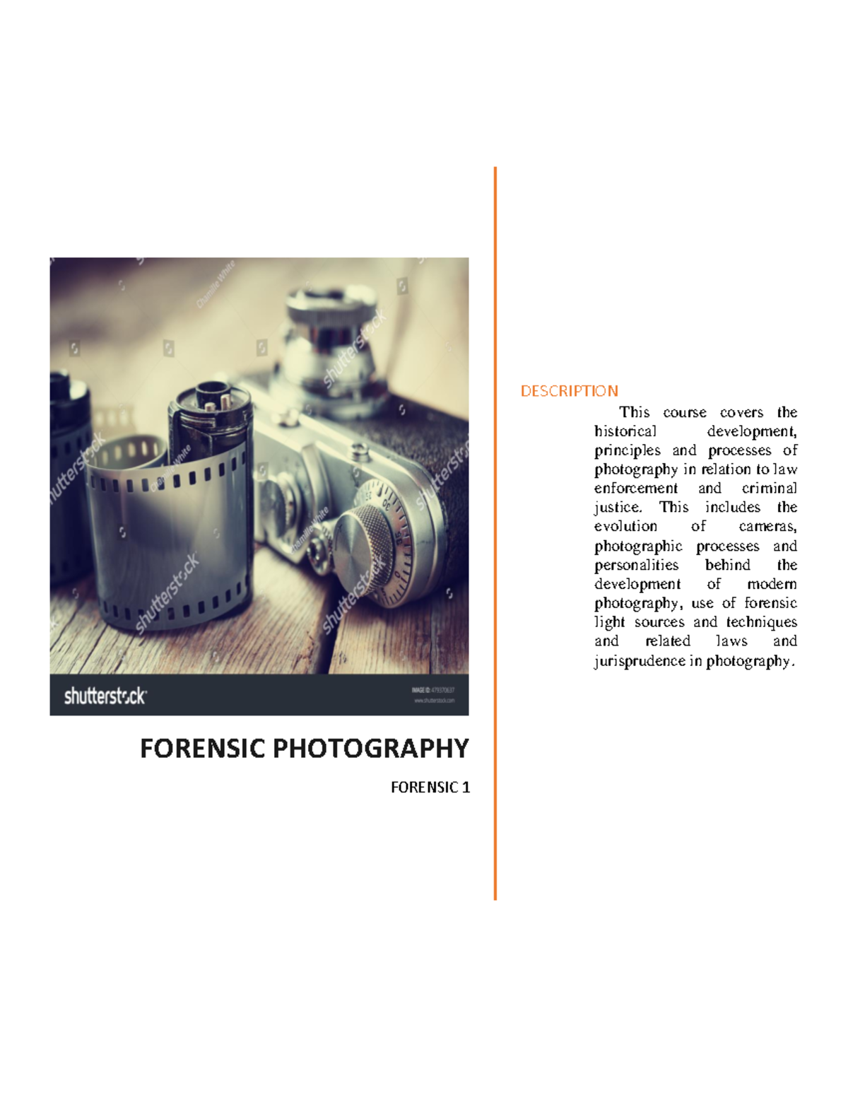 Forensic 1: Lecture Notes on Forensic Photography Techniques - Studocu