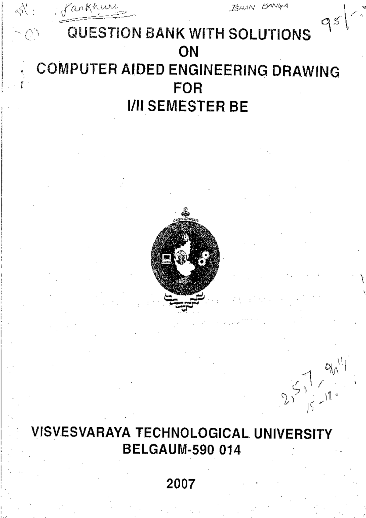 Computer Aided Engineering Drawing Question Bank with Solutions - VTU BE Code - Studocu