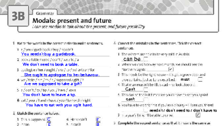 B13 - Elearning - UNIT 3BD - Grammar Workbook Notes - Studocu