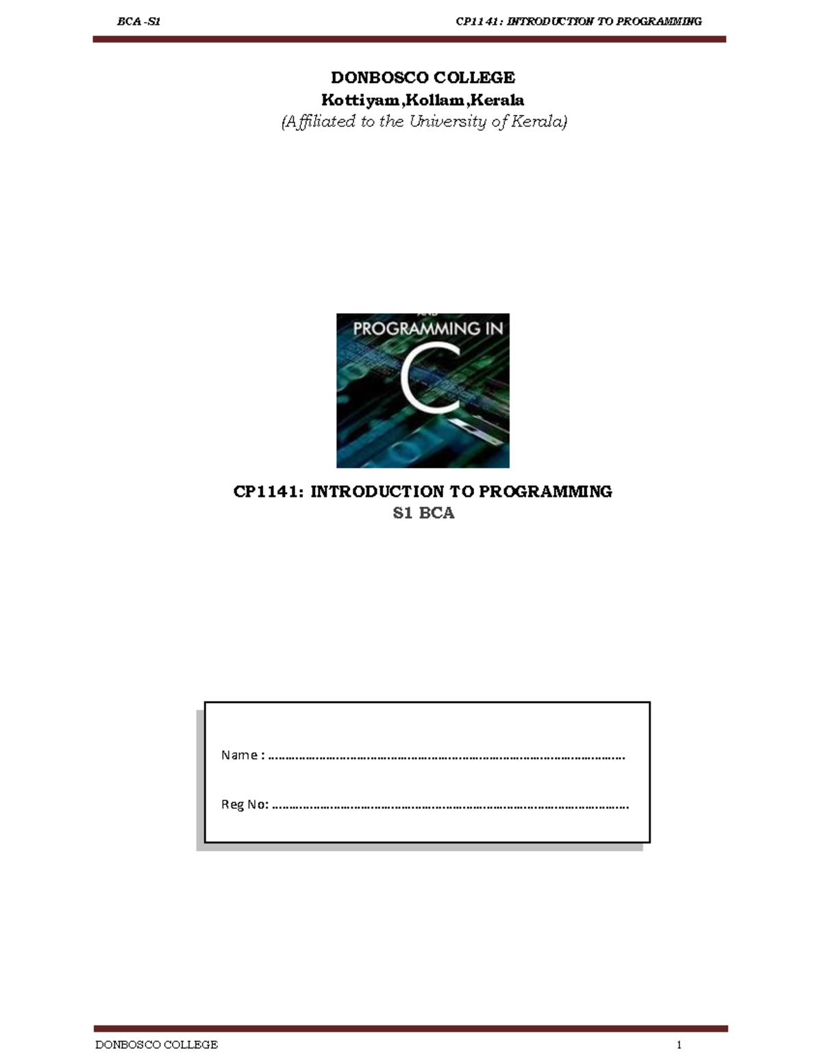C programming degree notes Copy - DONBOSCO COLLEGE Kottiyam,Kollam ...