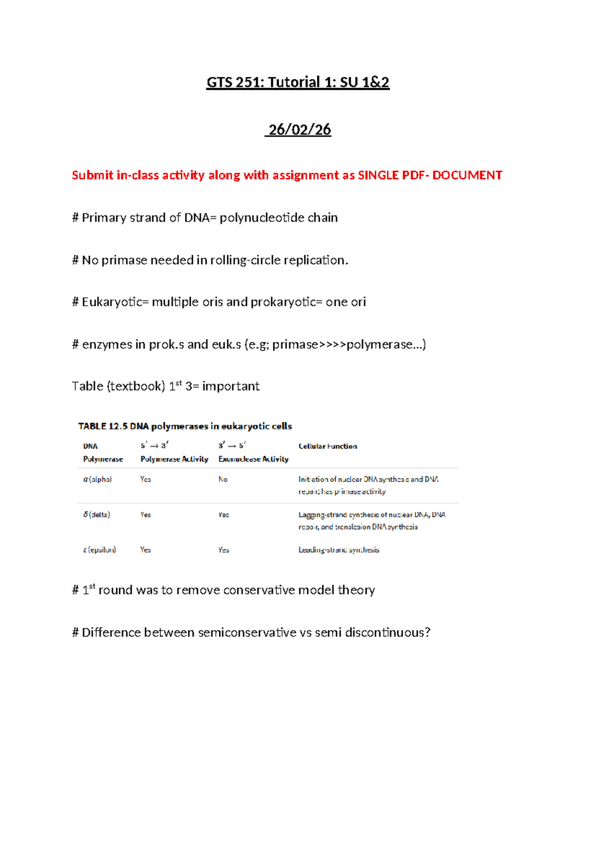 tutorial notes, tut1 - GTS 251: Tutorial 1: SU 1& 26/02/ Submit in ...