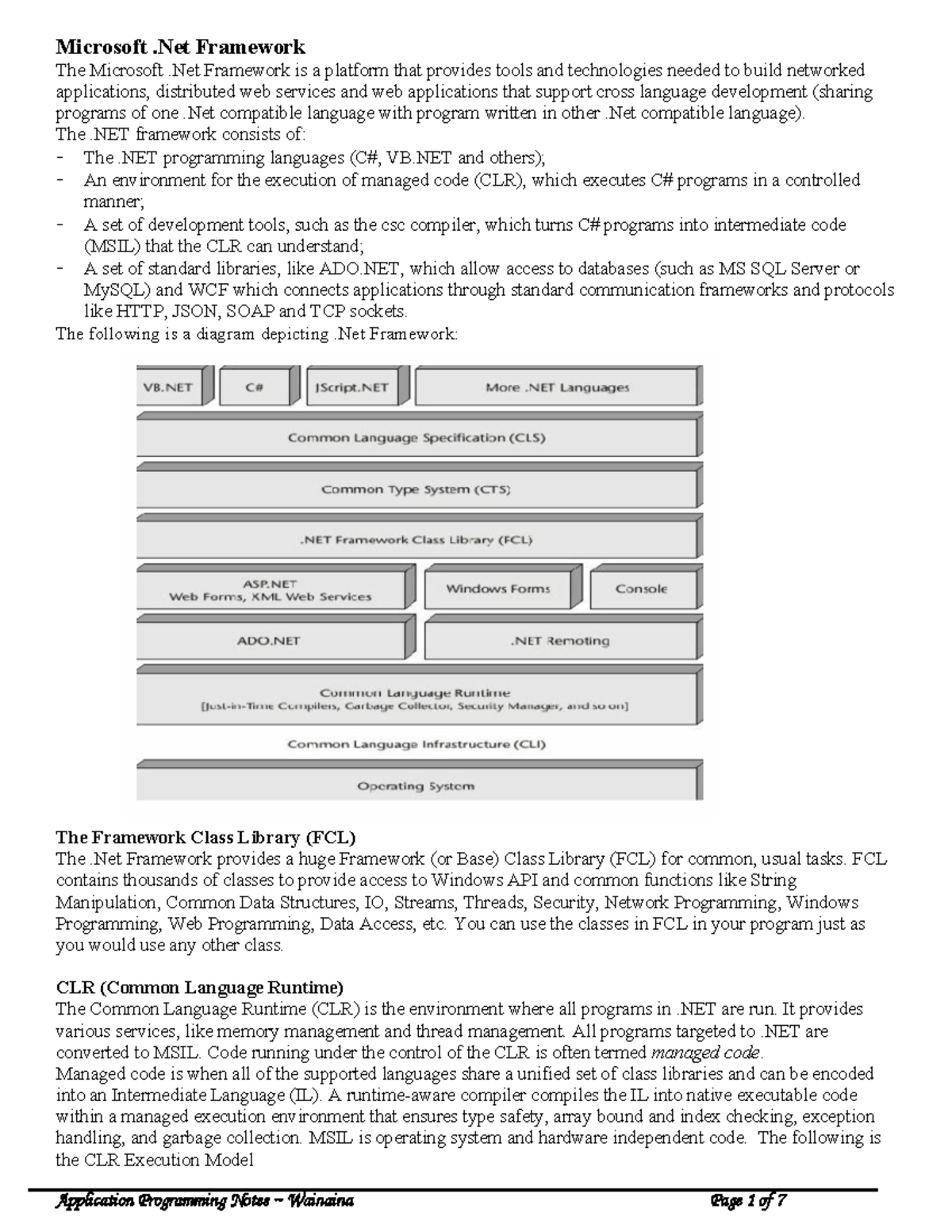 C# Notes: Understanding .NET Framework Architecture and Components ...