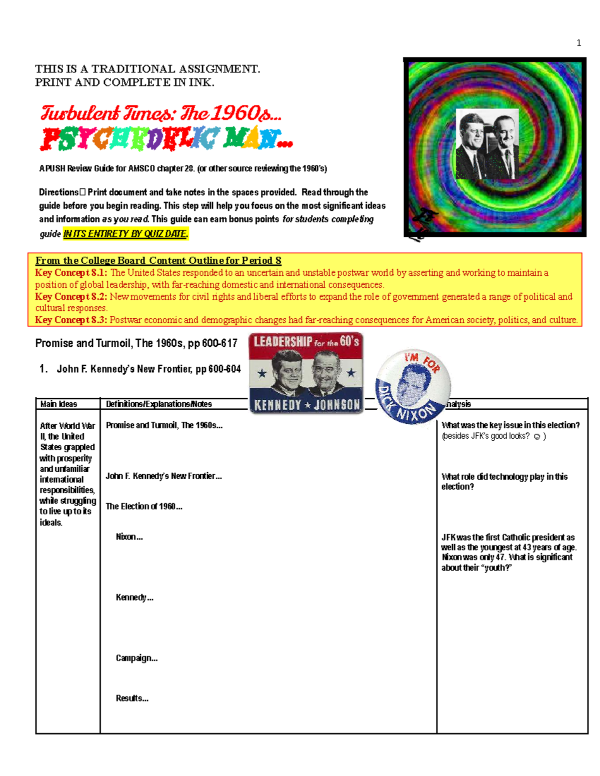 APUSH Review Guide: AMSCO Chapter 28 - Turbulent Times Analysis - Studocu