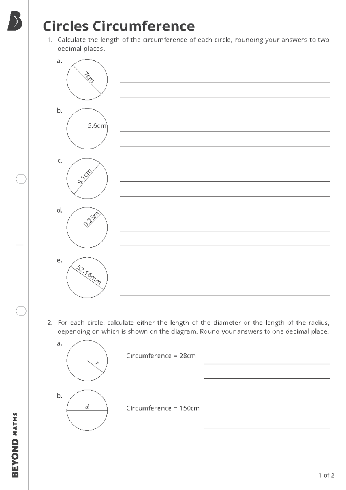 Circumference Practice: Calculating Circle Lengths and Dimensions - Studocu