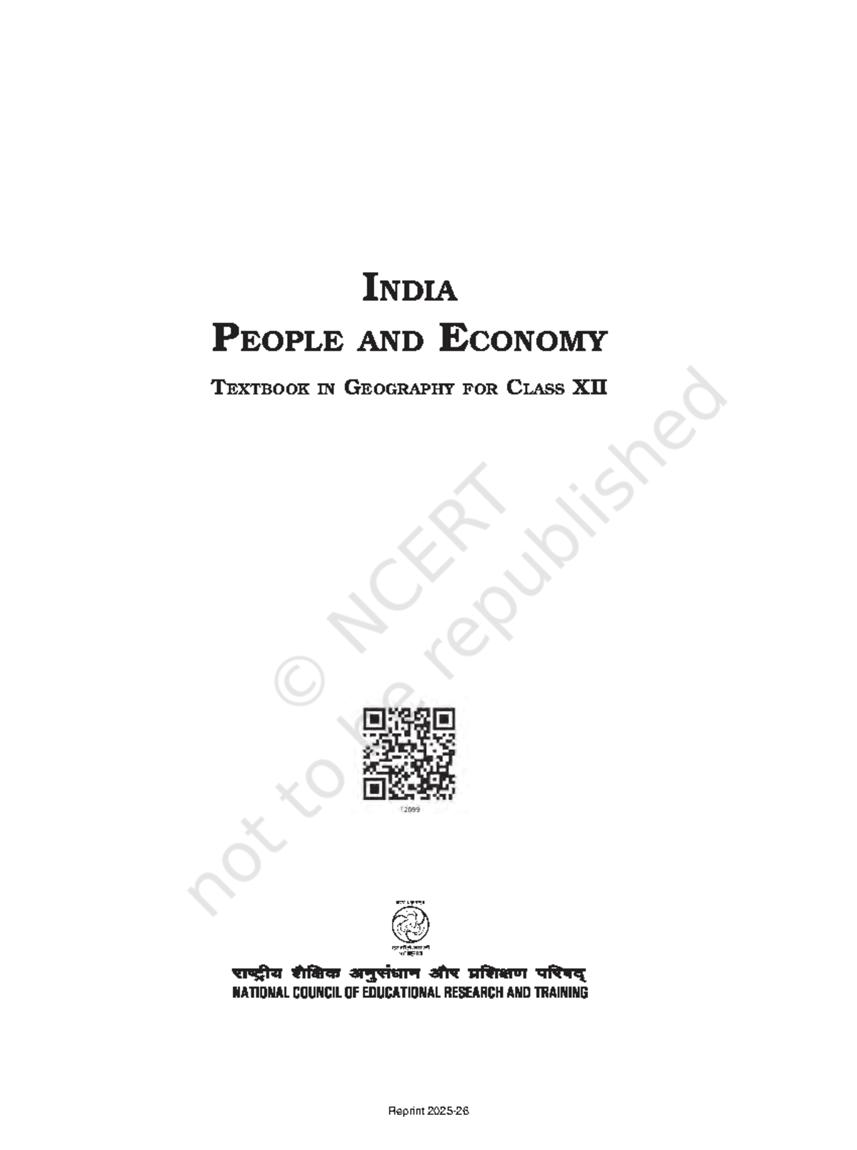 NCERT Geography Class XII: India - People and Economy Textbook - Studocu