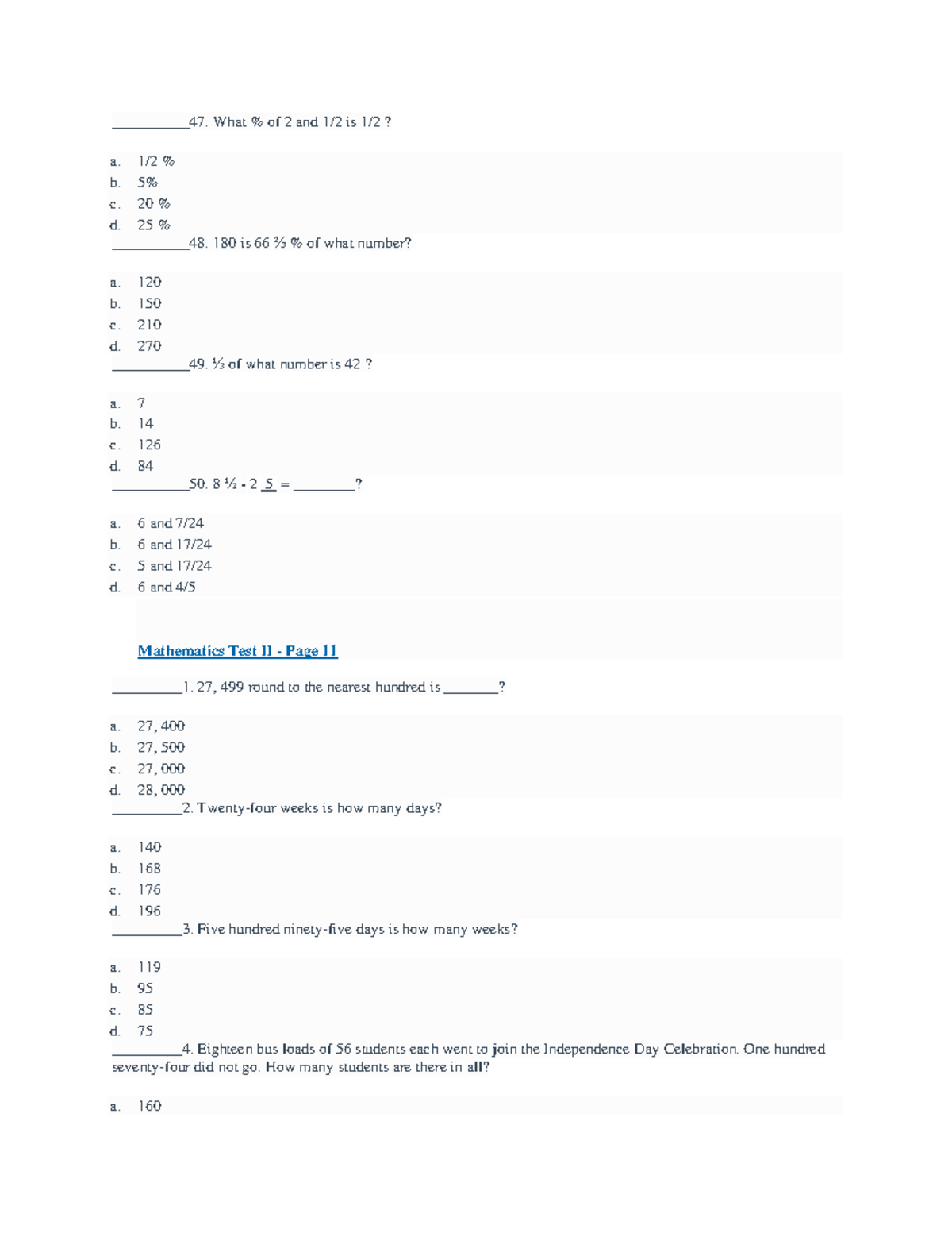 Numerical Reasoning Practice (255 Qs & Ans) - Test II - Studocu