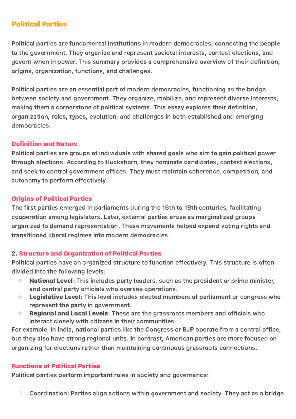 Political Parties: Overview, Functions, and Challenges in Democracy ...