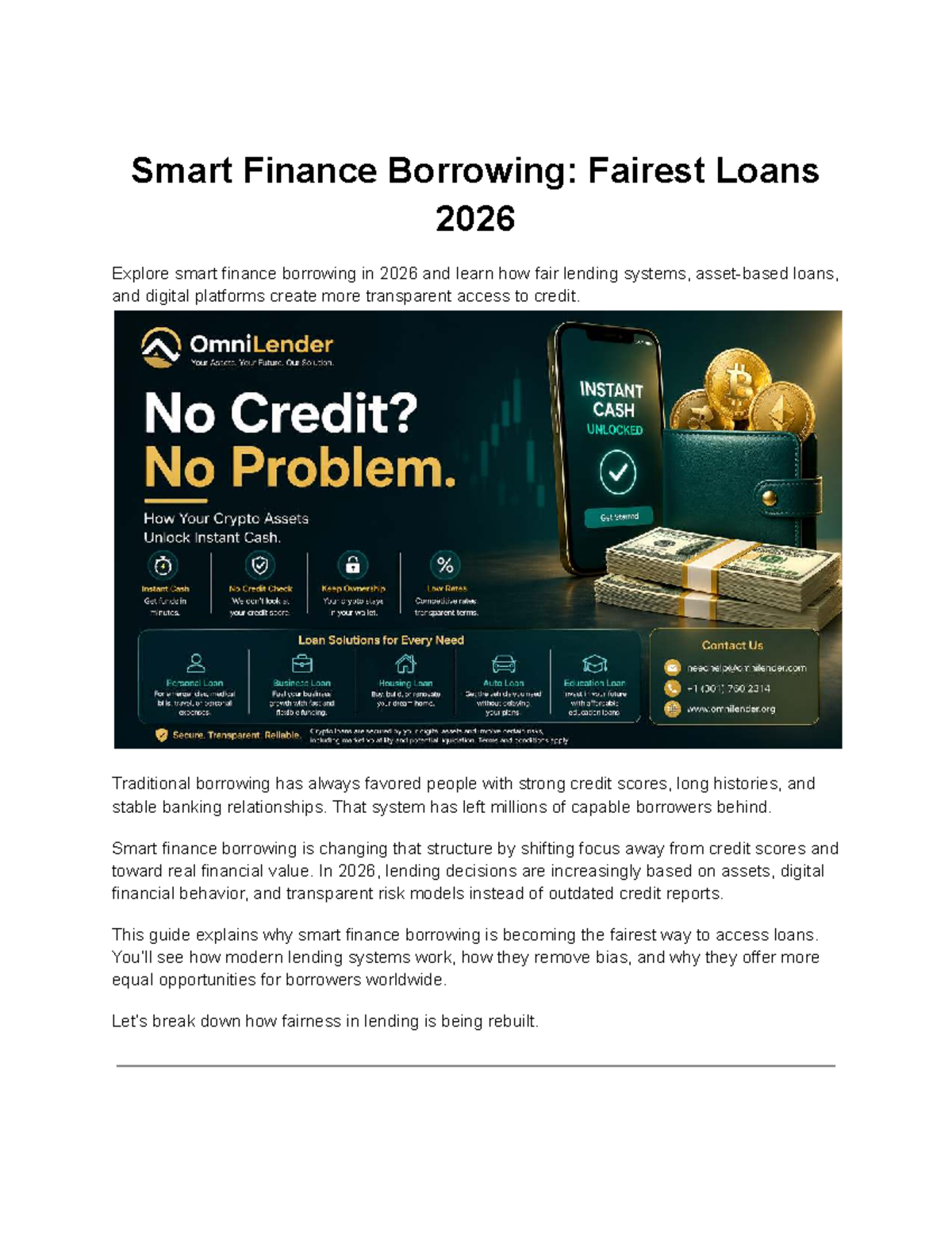 Smart Finance Borrowing: The Future of Fair Loans in 2026 - Studocu