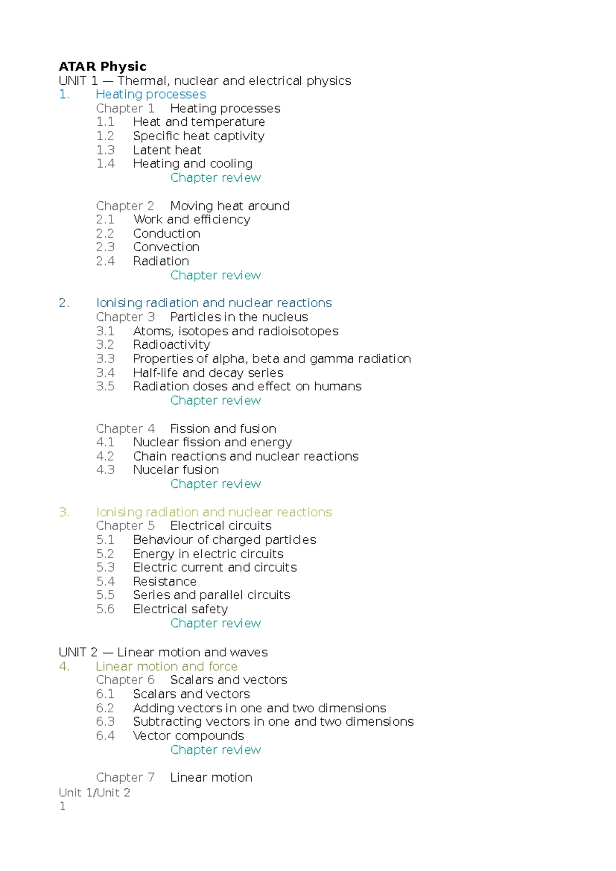 ATAR English - Syllabus Outline and Key Points for Units 1 & 2 - Studocu