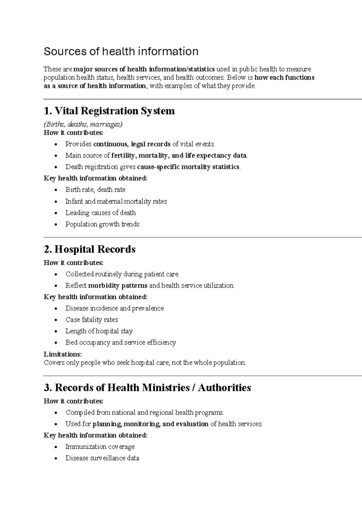 Sources of Health Information in Public Health: Key Insights - Studocu