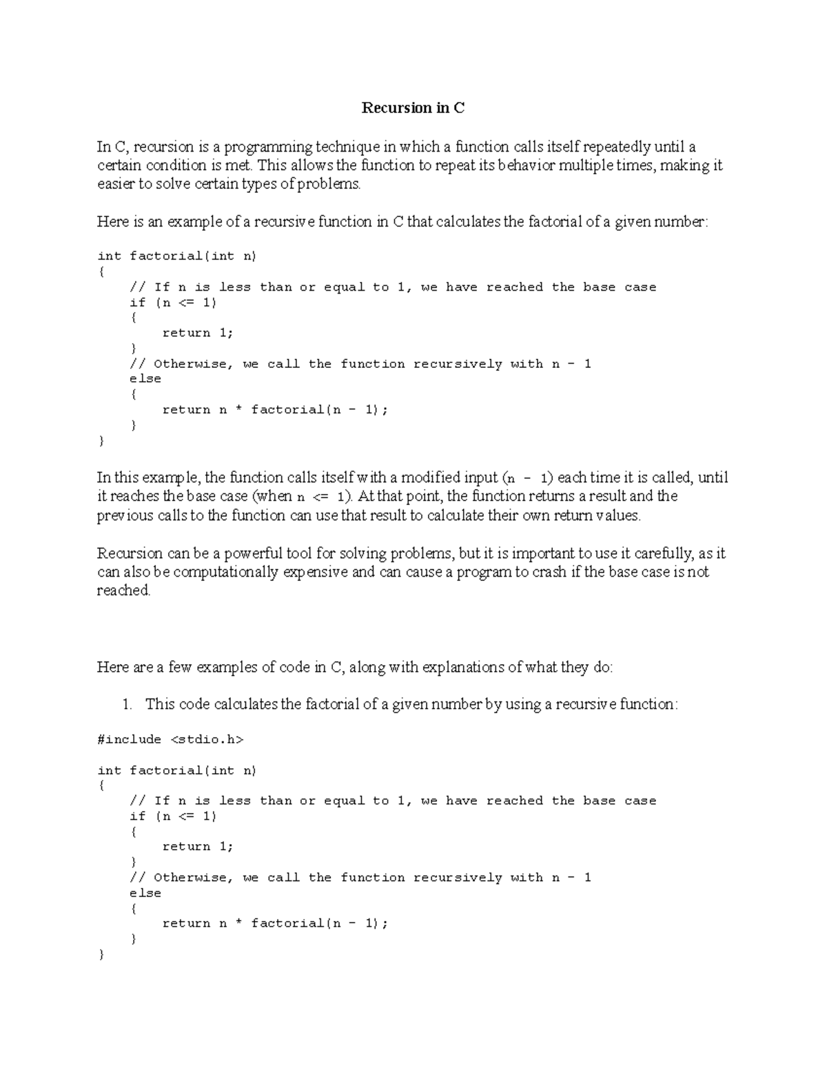 Intro to Programming with C Recursion Tutorial - Recursion in C In C ...