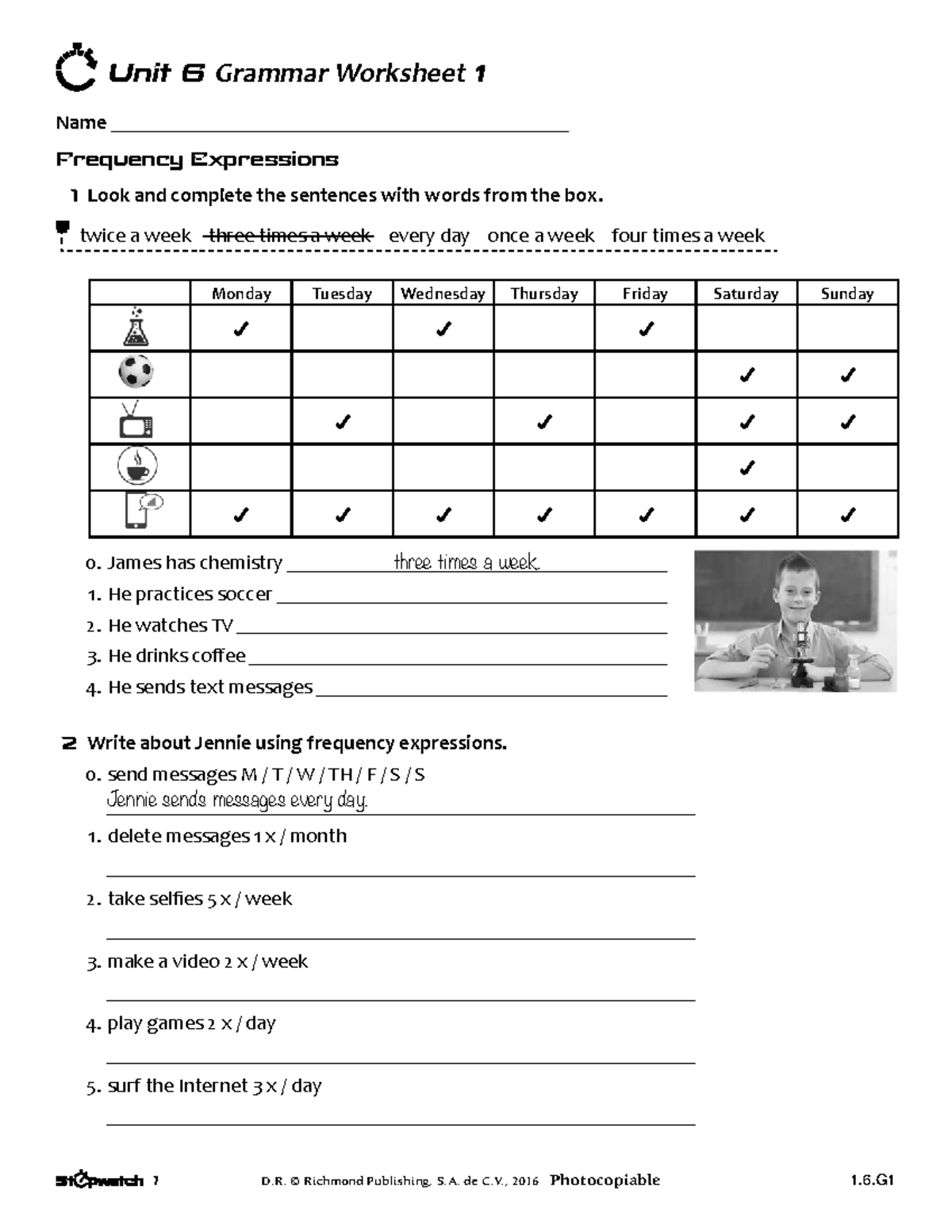 Unit 6 Grammar Worksheet: Frequency Expressions Practice - Studocu