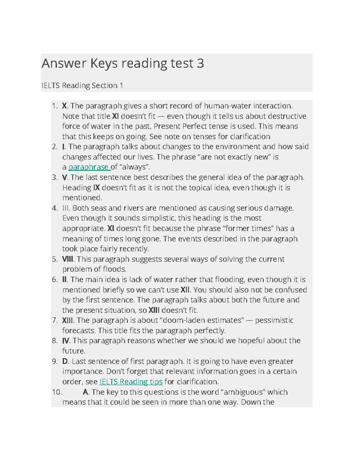 IELTS Reading TEST 3 Answer Keys and Vocabulary Guide - Studocu