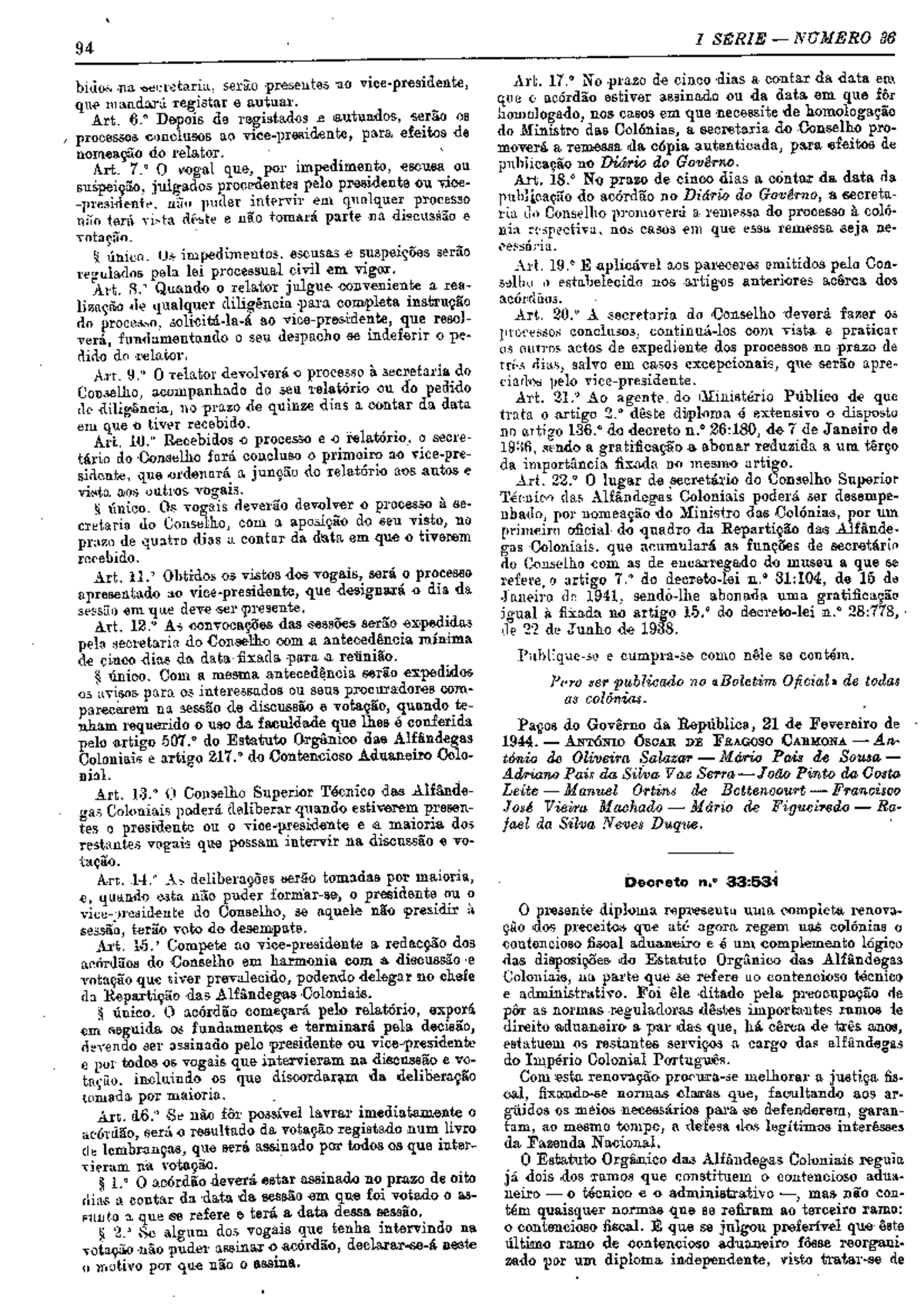 Decreto nº33351 de 21 de fev Contencioso aduaneiro - Direito Económico ...