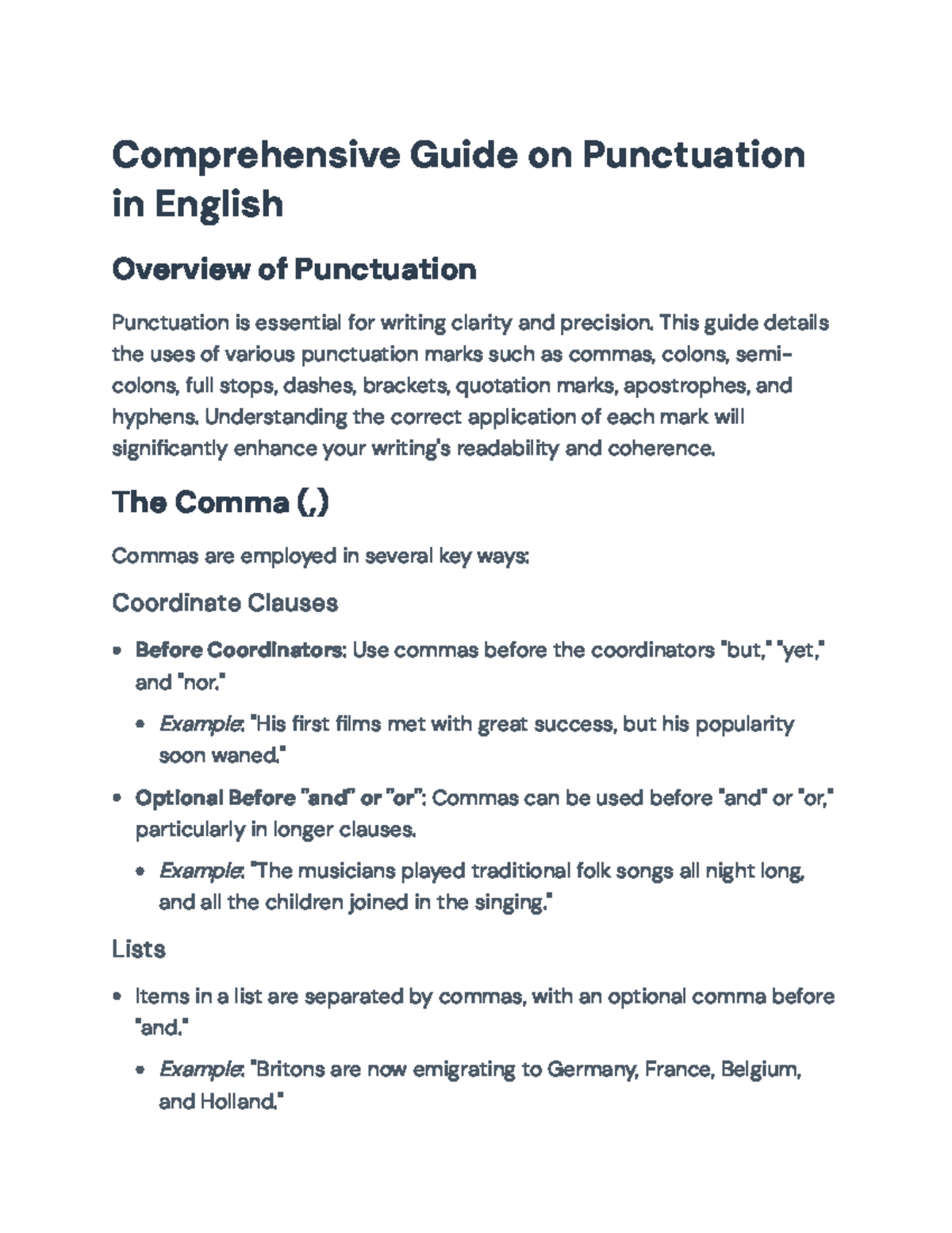 Guide to English Punctuation Usage and Best Practices - Comprehensive ...