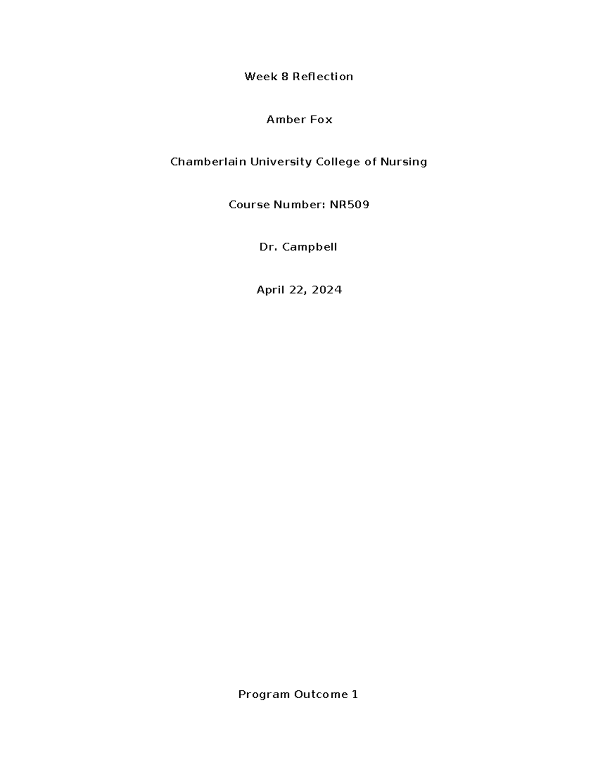 NR509 Week 8 Reflection: Insights on Future FNP Practice and Growth - Studocu