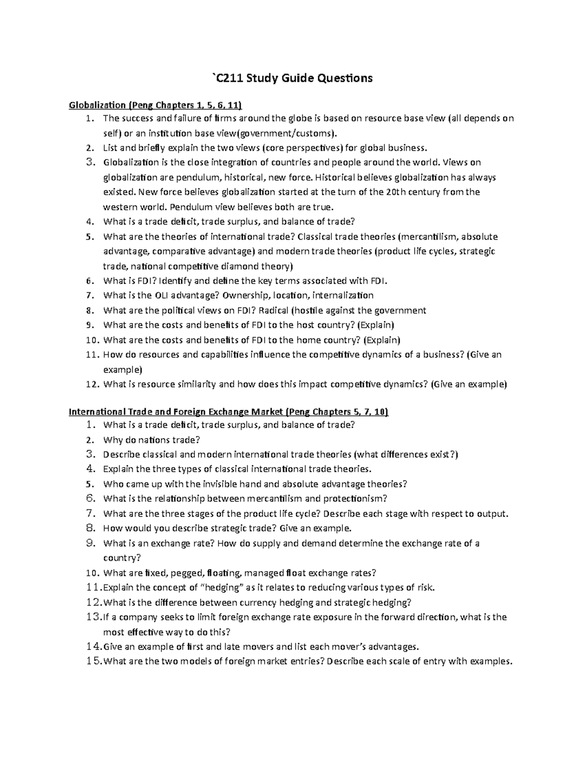 C211 Study Guide - Globalization, Trade, and Economic Forces Notes ...
