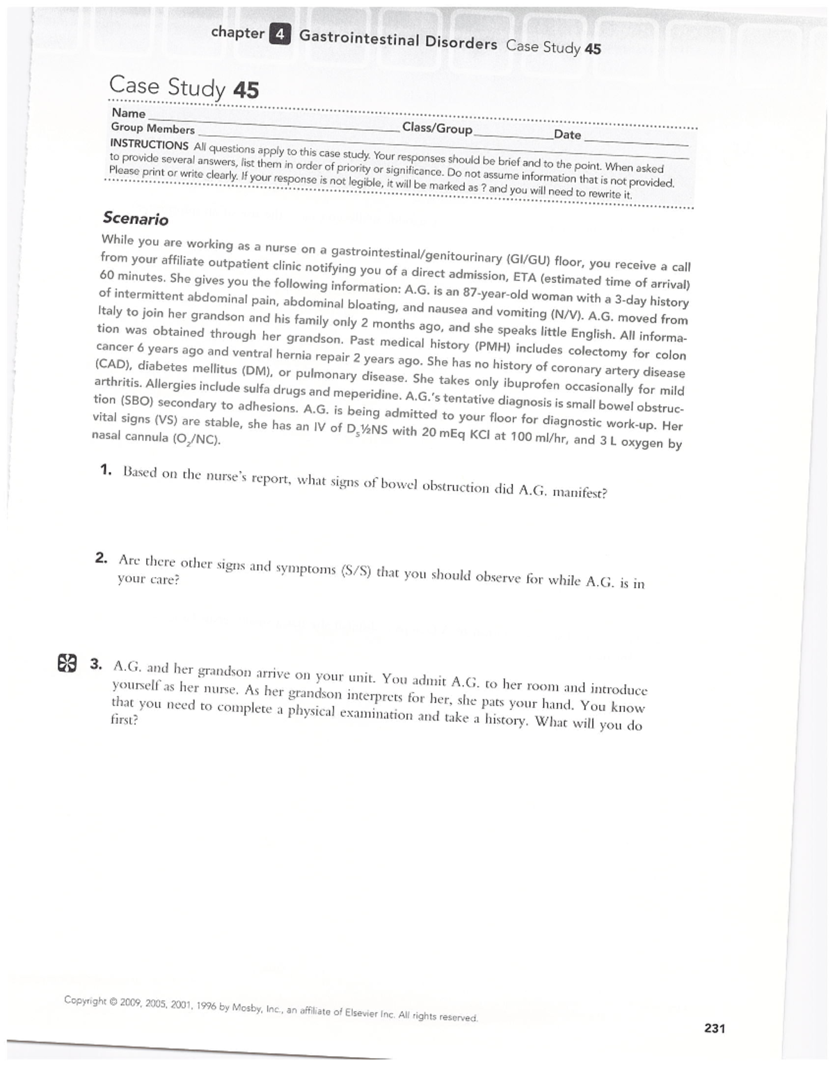 GI Case 45-1 - GI case study - chapter 4 Gastrointestinal Disorders ...