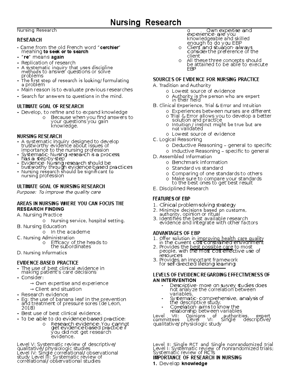 Nursing Research- prelims - Nursing Research RESEARCH Nursing Research ...