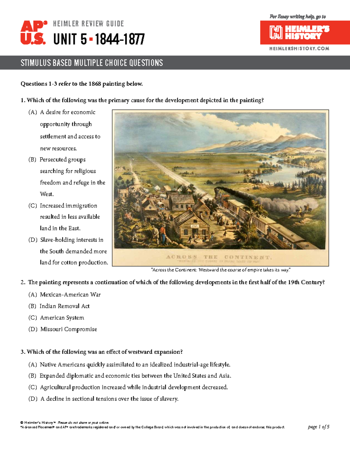 AP US History Review Guide: Unit 5 MCQ Questions - Studocu