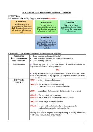 MUET Speaking - Lecture notes 3 - MUET Speaking: Present Your Ideas ...
