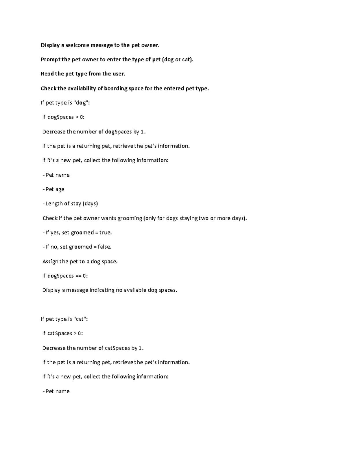 Project 1 Pet Class Submission - Display a welcome message to the pet ...