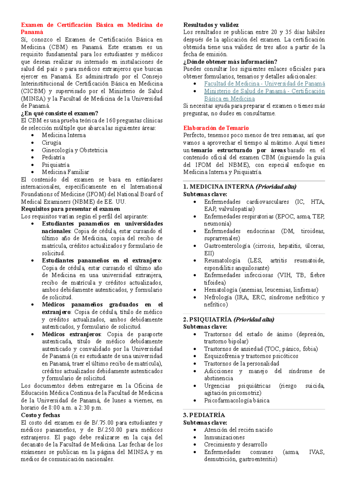 Examen de Certificación Básica en Medicina (CBM) en Panamá: Guía ...