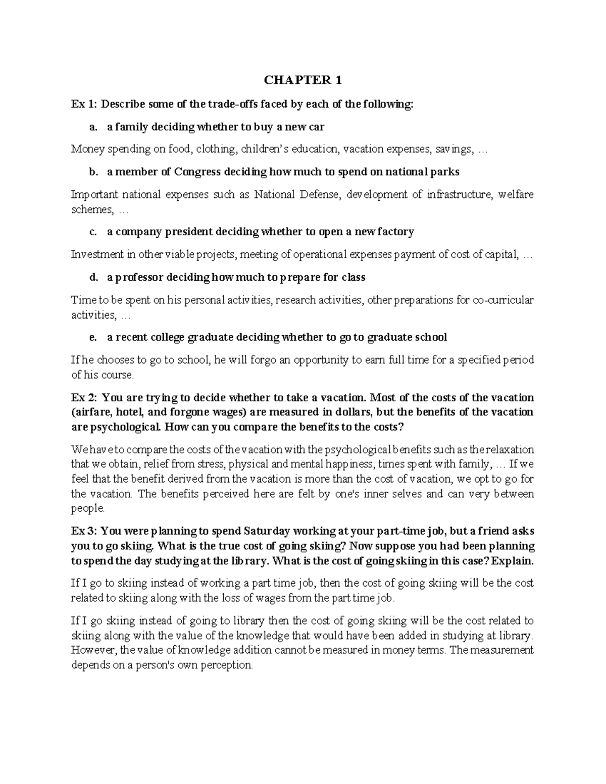 Economics 101: Trade-offs and Opportunity Costs - Chapters 1 & 2 - Studocu