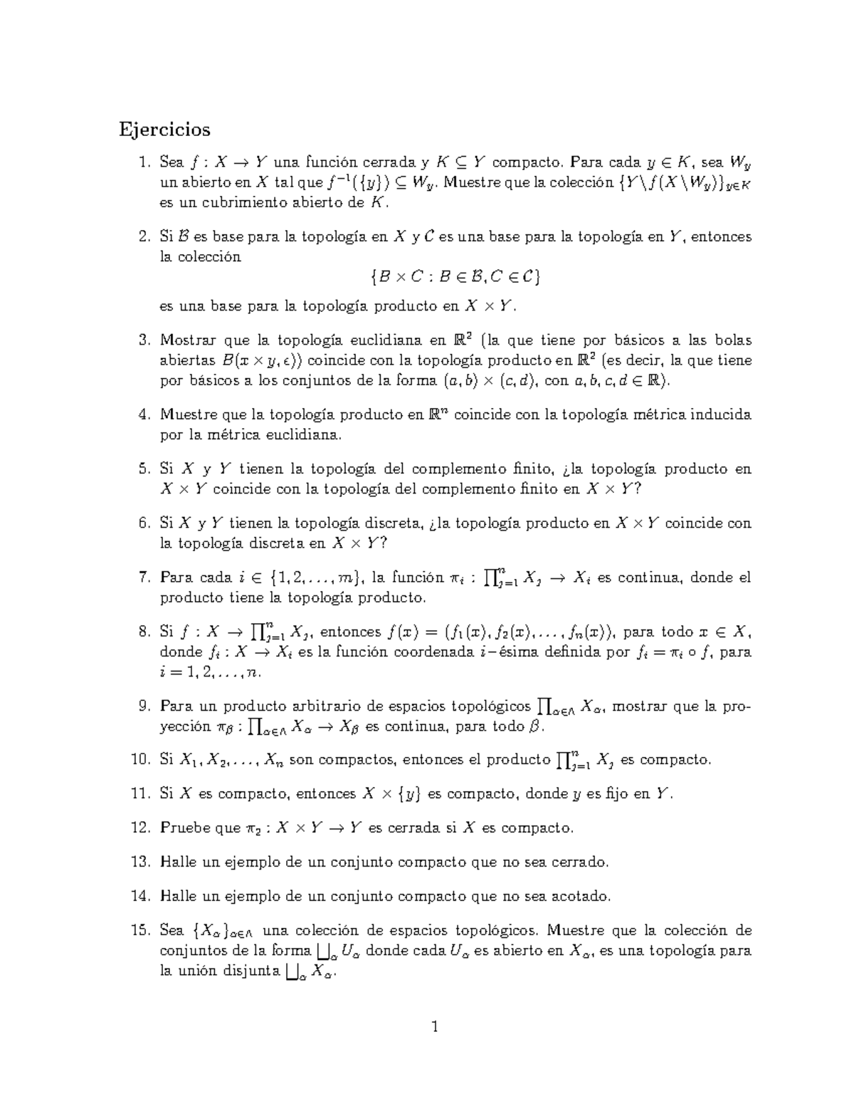 Ejercicios 5 Topolog A 2021 2 - Ejercicios Sea f : X → Y una función ...