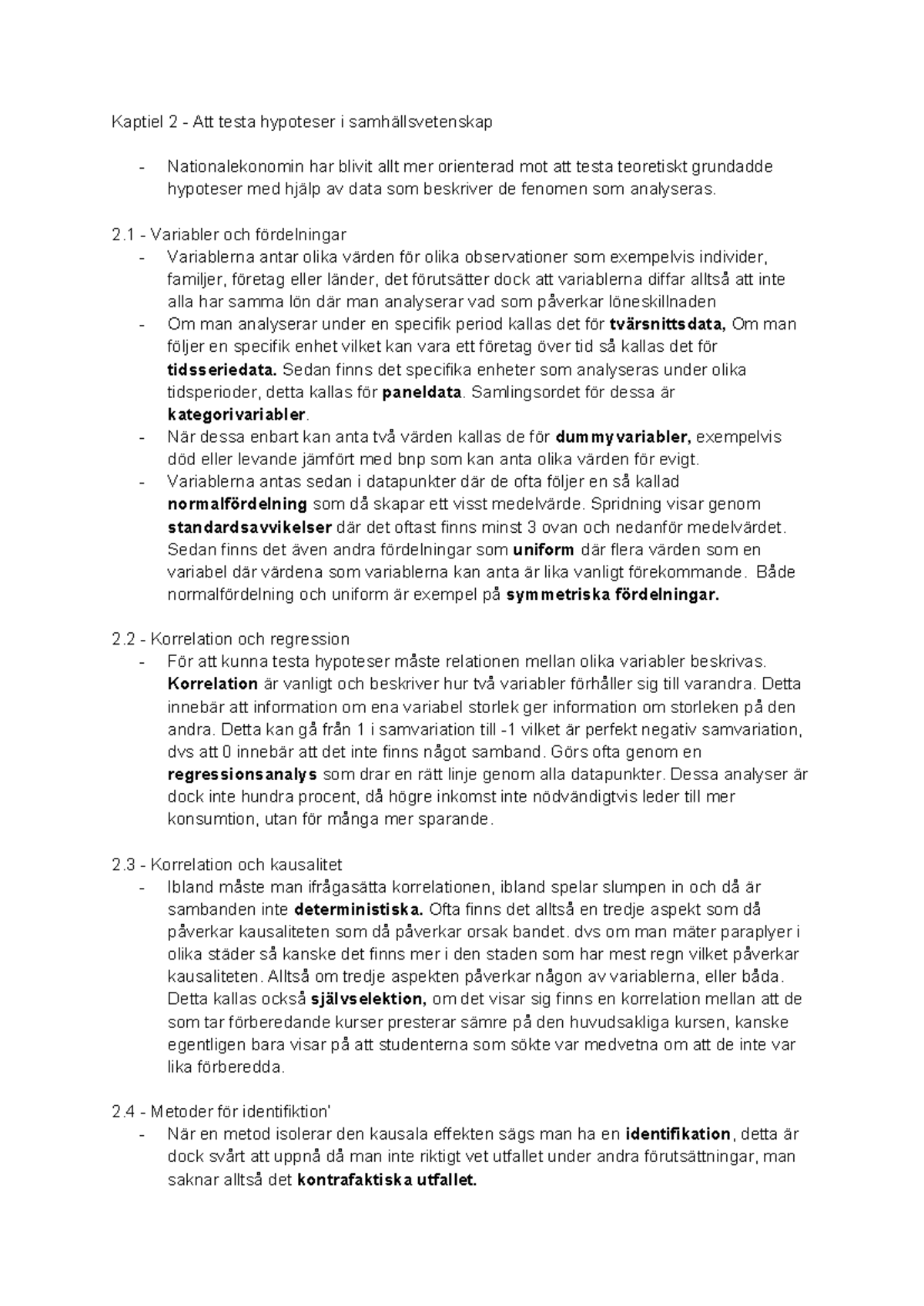 Kapitel 2: Att Testa Hypoteser i Samhällsvetenskap (NEK101) - Studocu