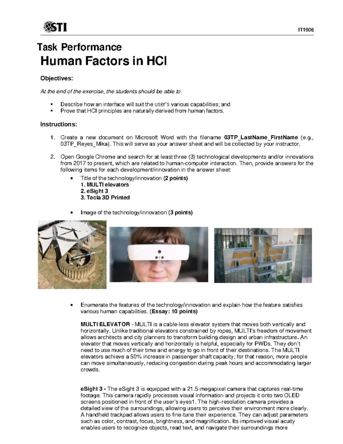 HCI 03TP Task Performance: Exploring Human Factors in Interfaces - Studocu