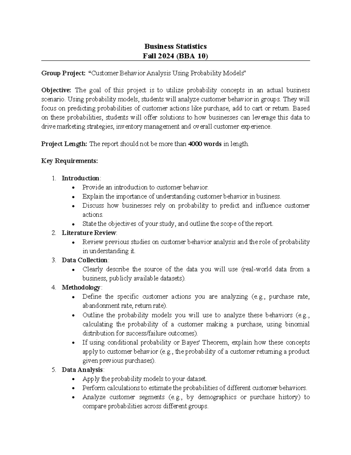 BBA 10: Graded Project - Customer Behavior Analysis Using Probability ...