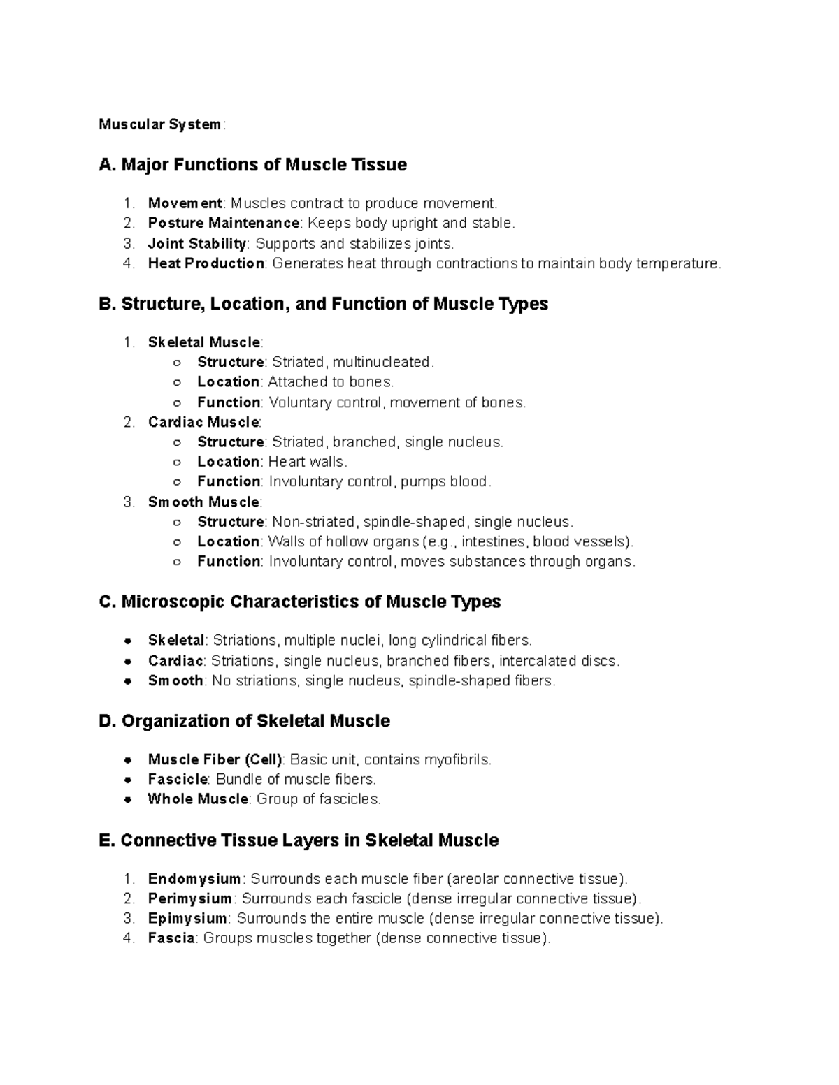 Major Functions of Muscle: Structure, Location, and Action (BIO 101 ...
