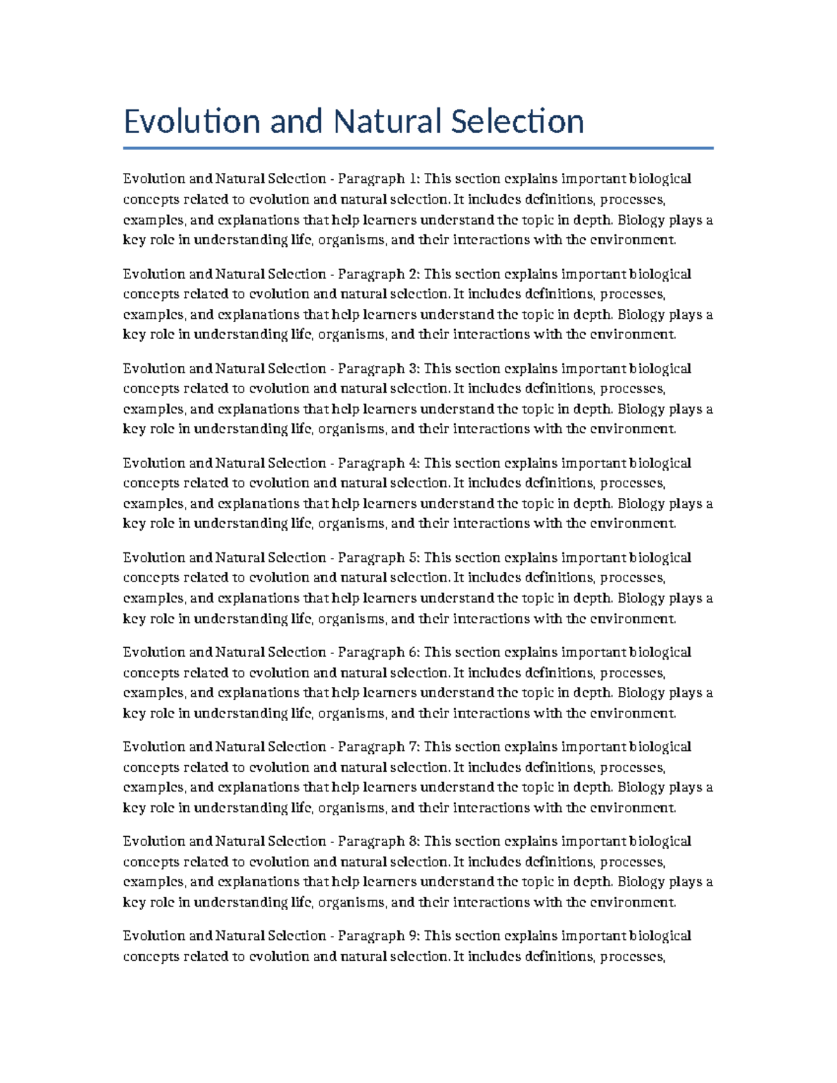 Biology 101: Evolution and Natural Selection Overview - Studocu