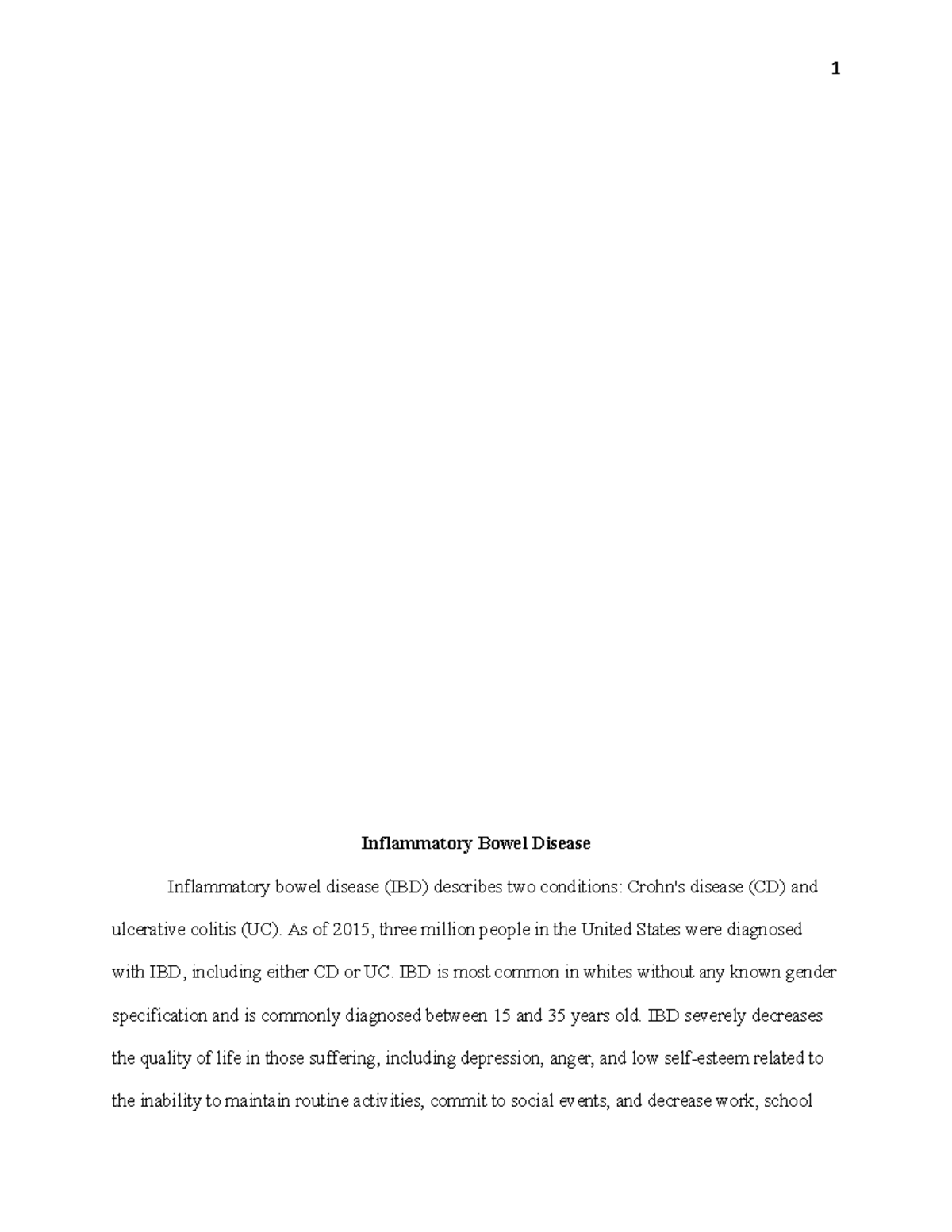 Week5 - Paper. - Inflammatory Bowel Disease Inflammatory bowel disease ...