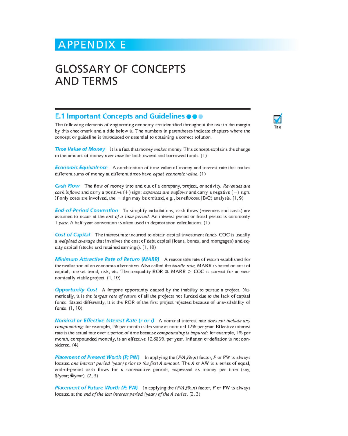 Glossary of Concepts & Terms in Engineering Economy (ENG 101) - Studocu