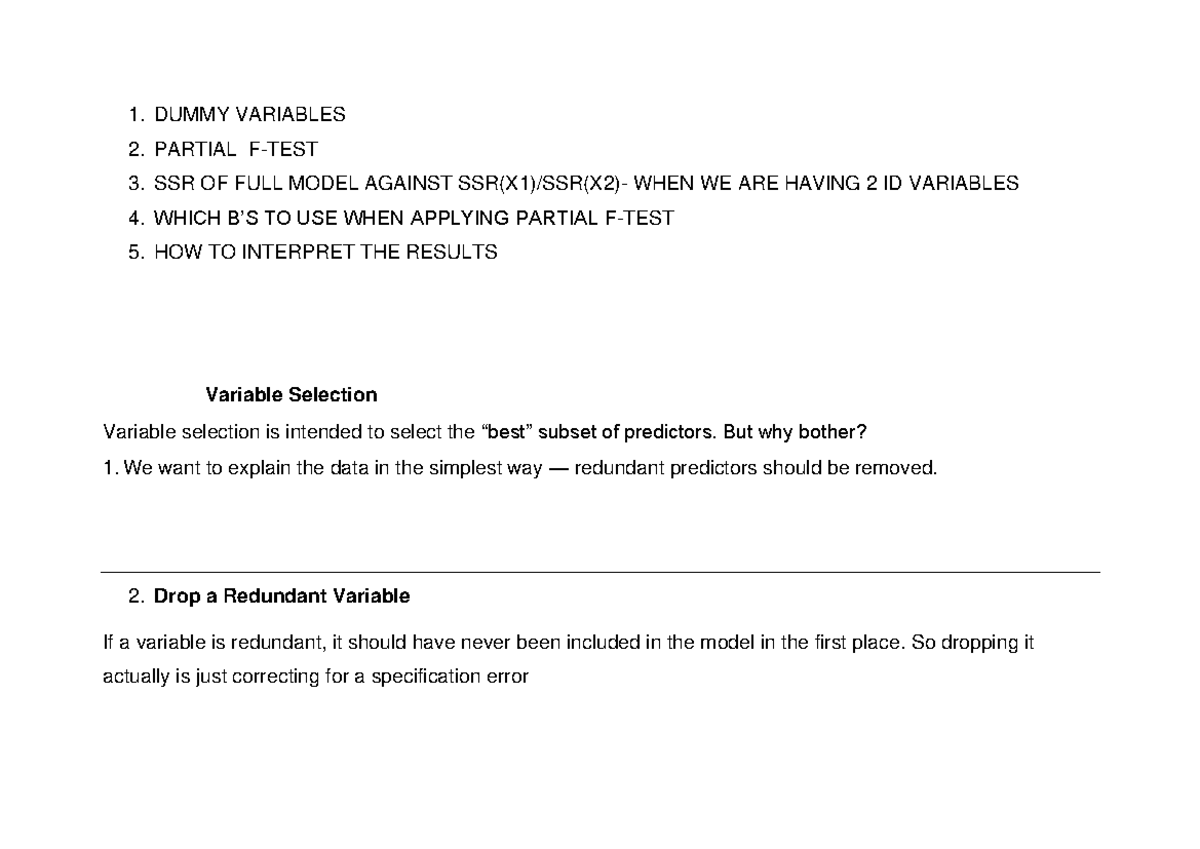 Variable Selection Techniques in Regression Analysis: Part 3 - Studocu
