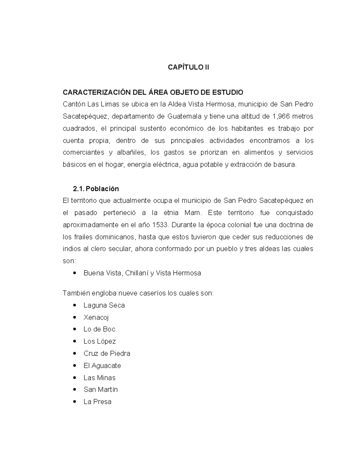 Capítulo II: Caracterización del Cantón Las Limas en San Pedro S. - Studocu