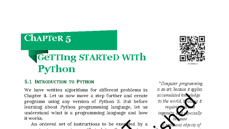 Kecs105 - Chapter 5: Getting Started with Python Basics - Studocu