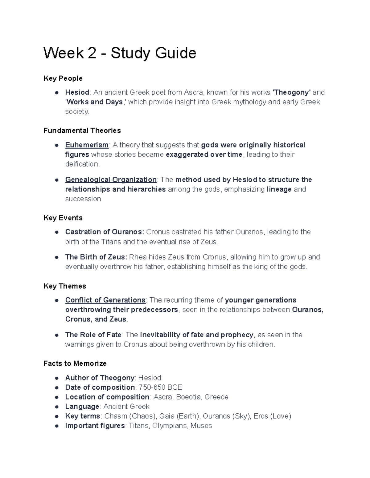 Complete Study Guide - Classics 2200 - Week 2 - Study Guide Key People ...
