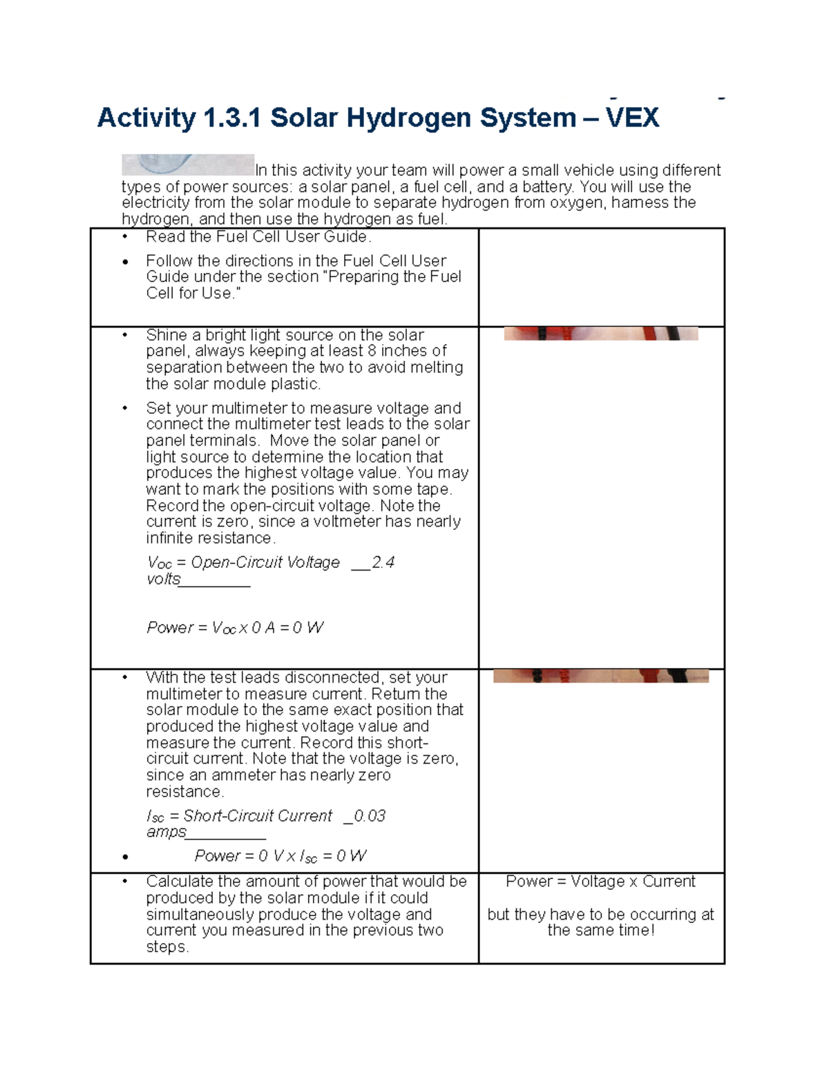 Fuel cell solar car assignment - Activity 1.3 Solar Hydrogen System ...