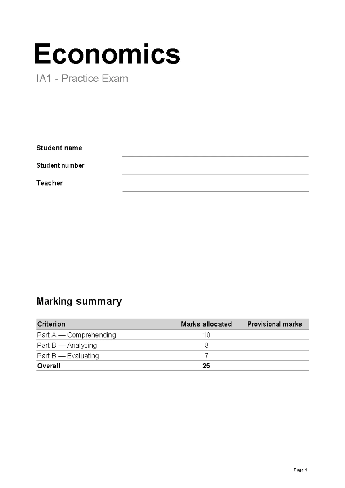 IA1 Practice Exam - Unit 3 International Economics Review - Studocu