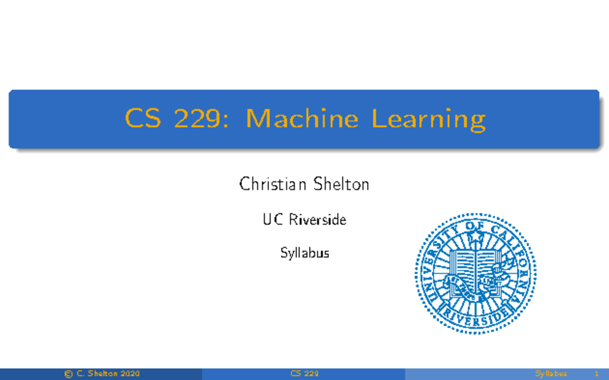 CS229 Syllabus: Machine Learning Course Overview and Resources - Studocu
