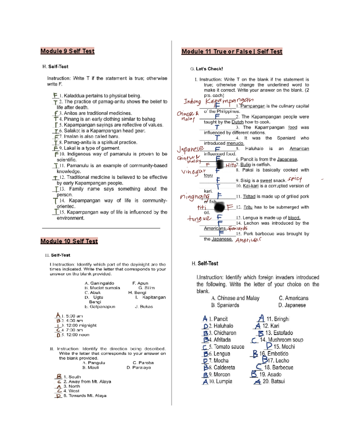 Kapampangan Culture - Module 9 Self Test Module 10 Self Test Module 11 ...